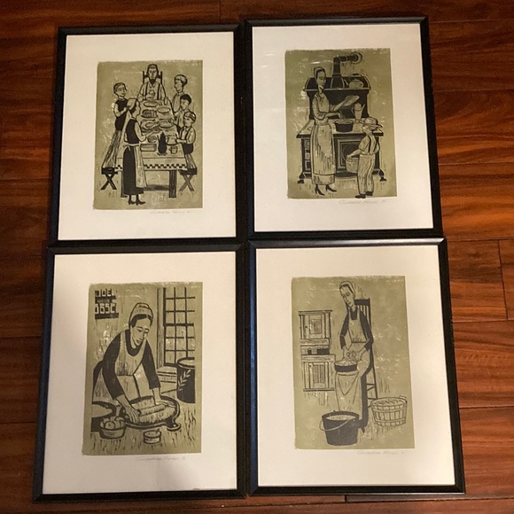 Art | Vintage Wood Block Prints That Are Signed And Framed | Poshmark